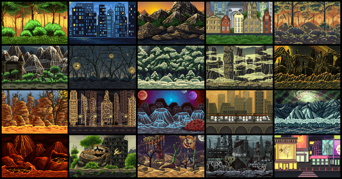 40 Original Backgrounds Pixel Art | 2D Environments | Unity Asset Store