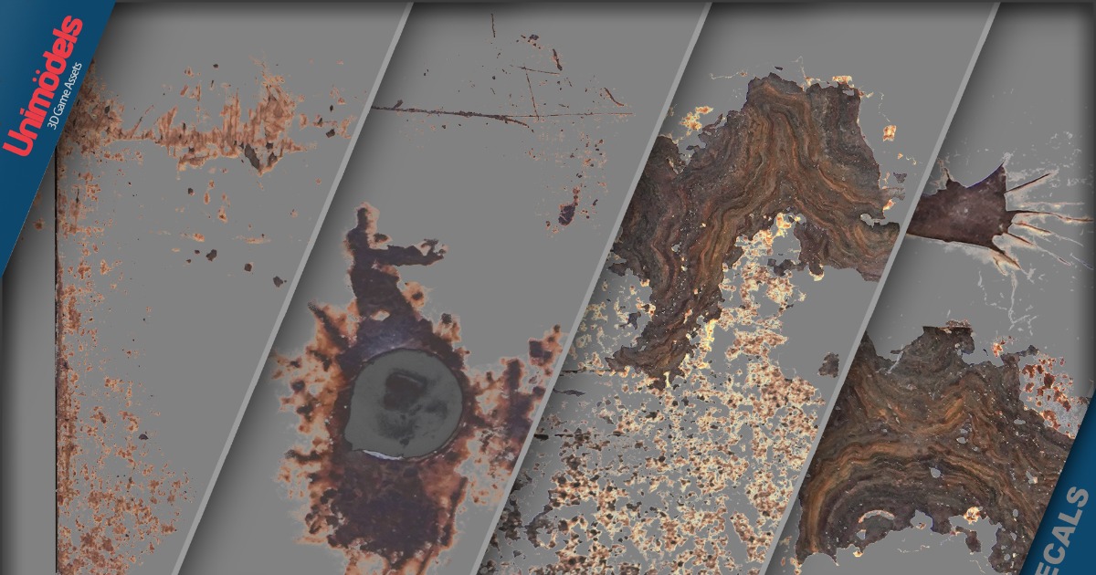 Decals rusty metallic stain Vol. 3 | 2D Textures & Materials | Unity ...