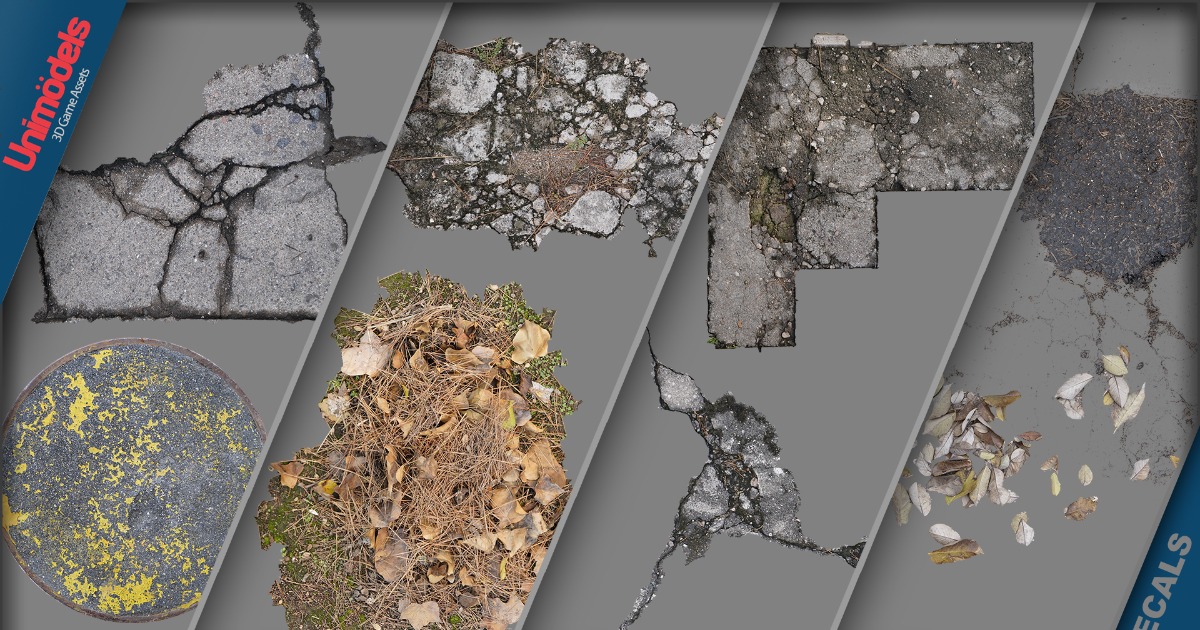 Sidewalk Decals and materials Vol. 1 | 2D Textures & Materials | Unity ...