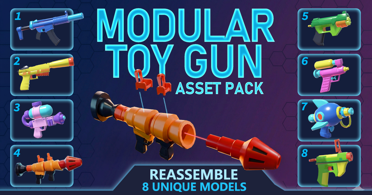 Modular Water Gun Toys: Stylized & Game-Ready | 3D Guns | Unity Asset Store