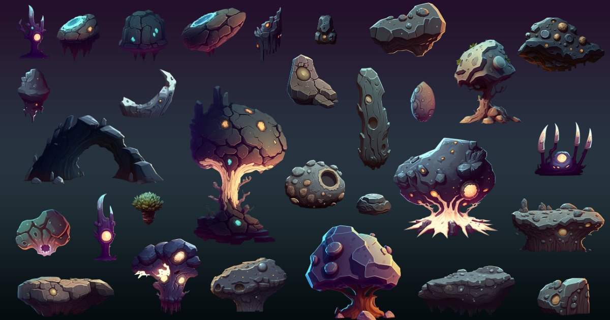Animated fantasy lunar space environment platformer tileset vol.1 | 2D ...