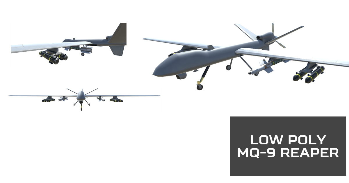 Low Poly MQ-9 Reaper UAV Drone | 3D Air | Unity Asset Store