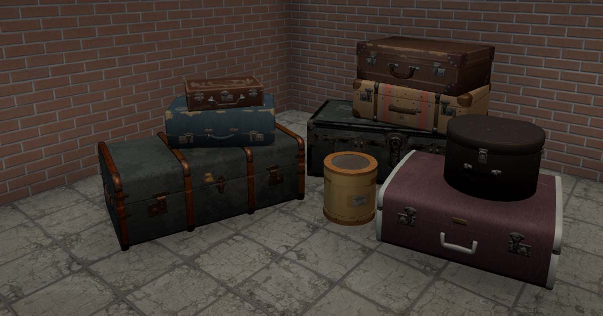 Antique Suitcases Briefcases & Chests | 3D Characters | Unity Asset Store