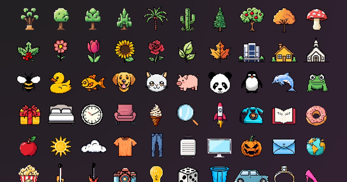 100 pixel art icons | 2D Icons | Unity Asset Store