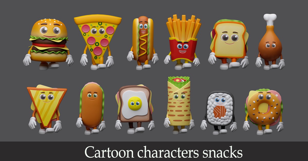 Cartoon characters snacks | 3D Characters | Unity Asset Store