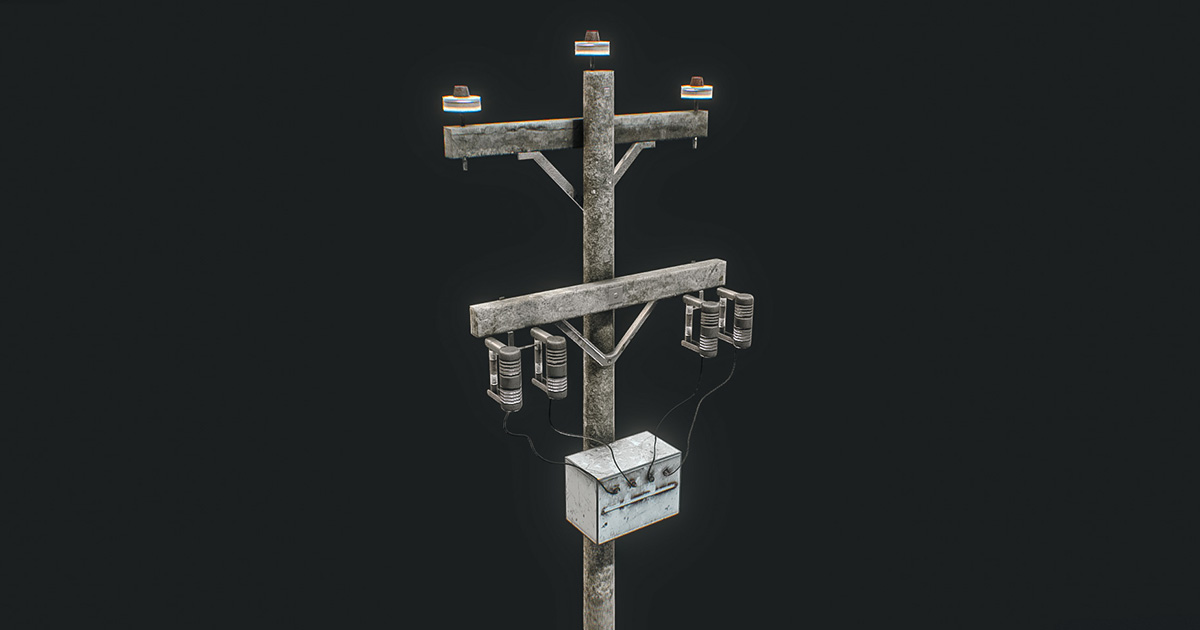 Concrete Utility Pole 3D Model | 3D Props | Unity Asset Store