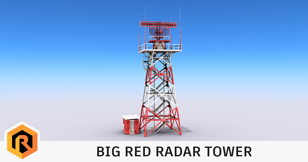 Big Red Radar Tower | 3D Props | Unity Asset Store