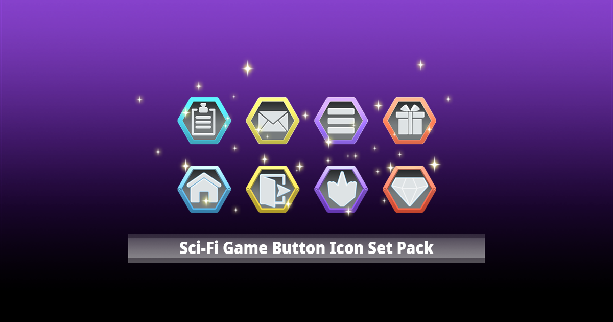 Sci-Fi Game Button Icon Set Pack | 2D Icons | Unity Asset Store