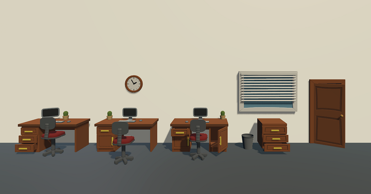 Cartoon office employees room | 3D Interior | Unity Asset Store
