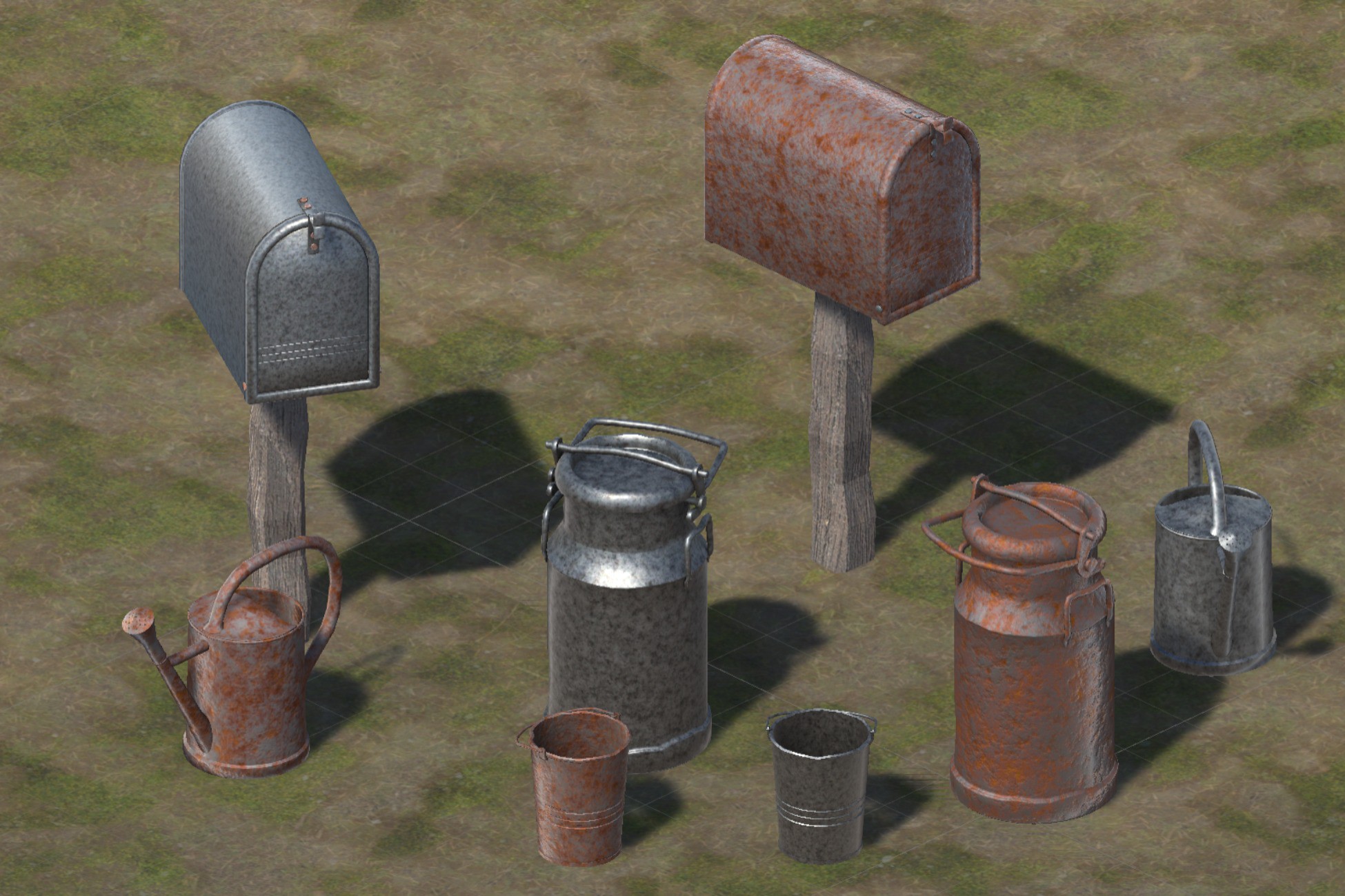 3D Farm Props - Animated with SFX (Bucket, Milk Can, Watering Can, Mail ...