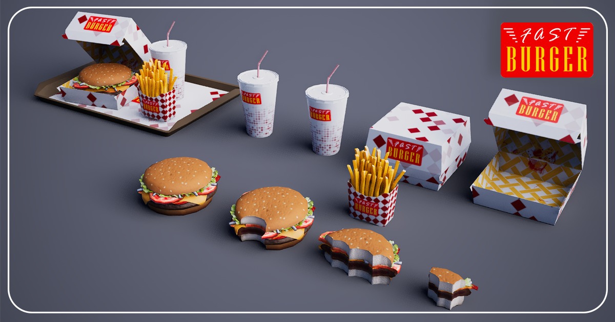 Salad Bacon Burger | 3D Food | Unity Asset Store
