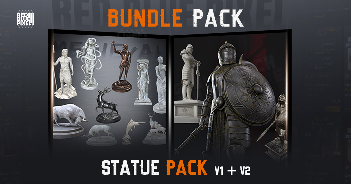 Statue Bundle 3d Props Unity Asset Store