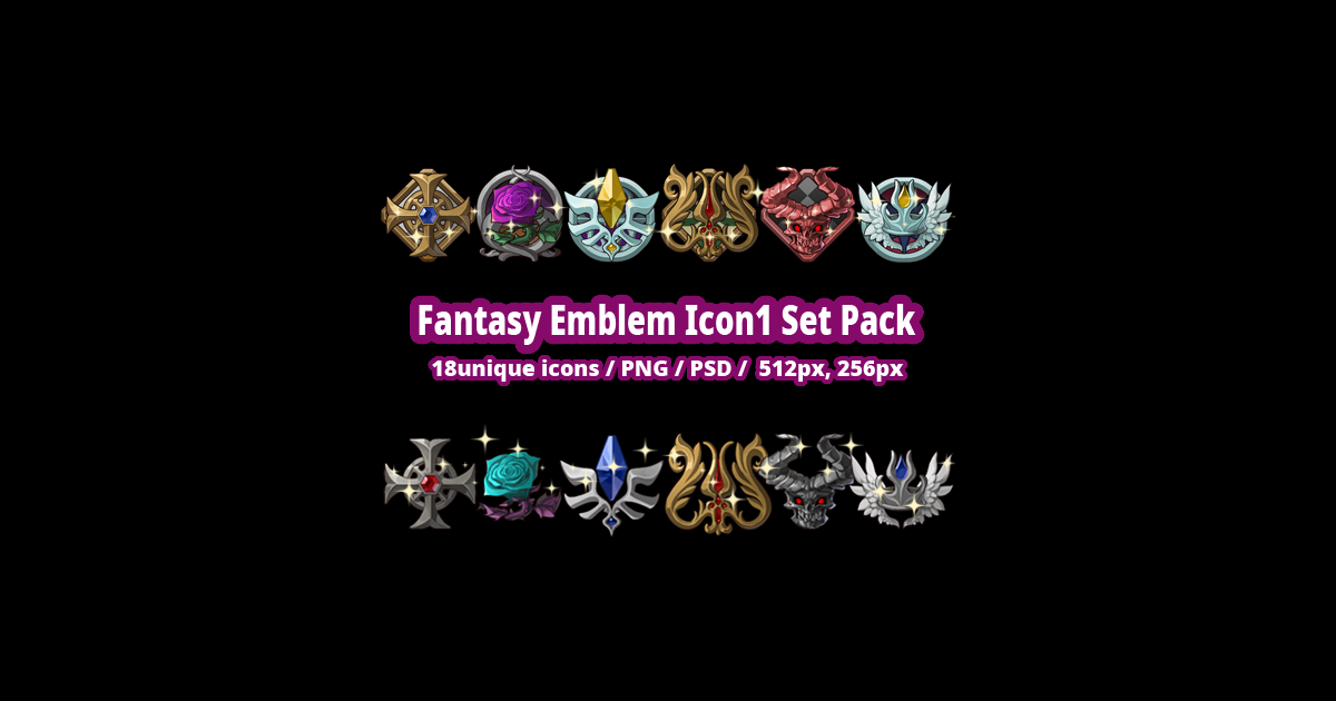 Fantasy Emblem Icon01 Set Pack | 2D Icons | Unity Asset Store