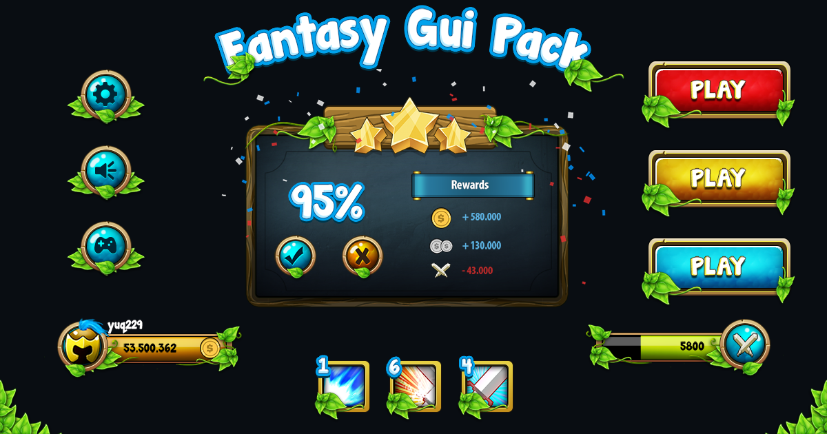 Fantasy Gui Pack 2d Gui Unity Asset Store