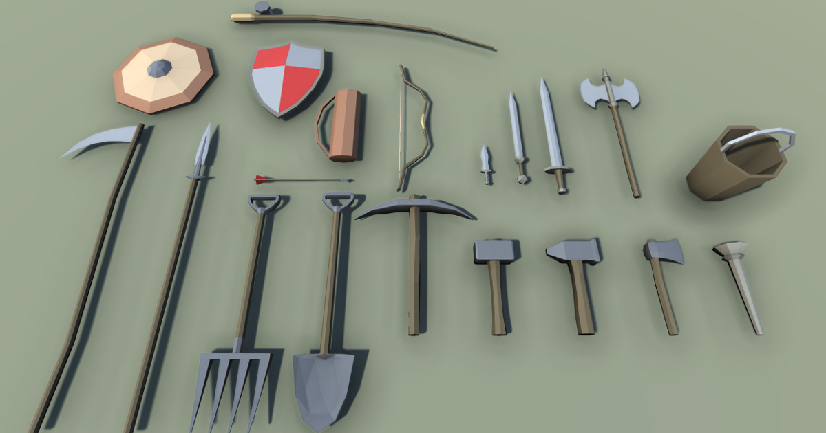 Weapons and Tools Low Poly Pack | 3D Props | Unity Asset Store