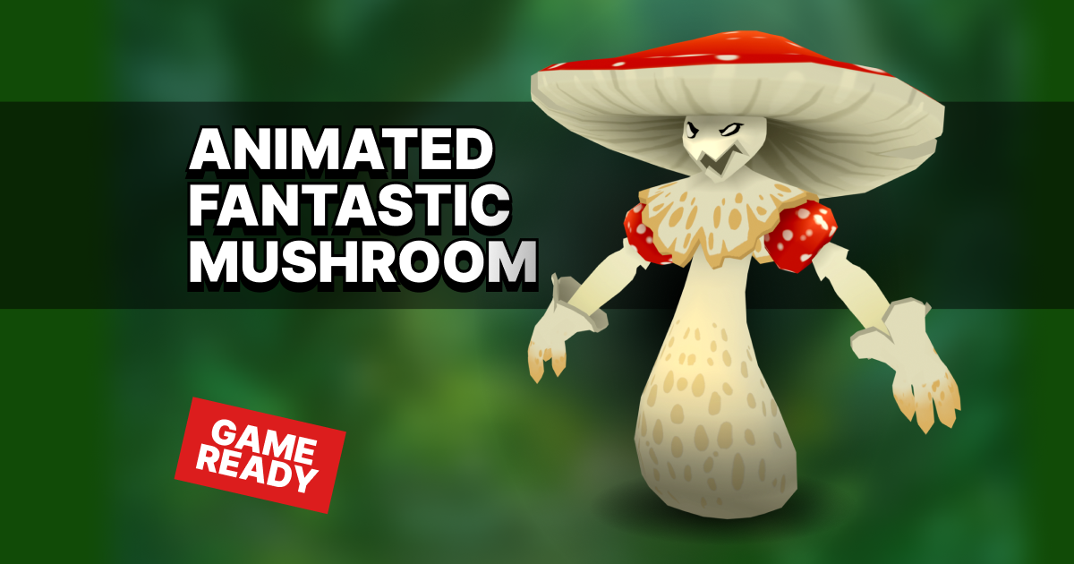 Animated large fantastic mushroom cartoon lowpoly gameready enemy character | 3D Characters ...