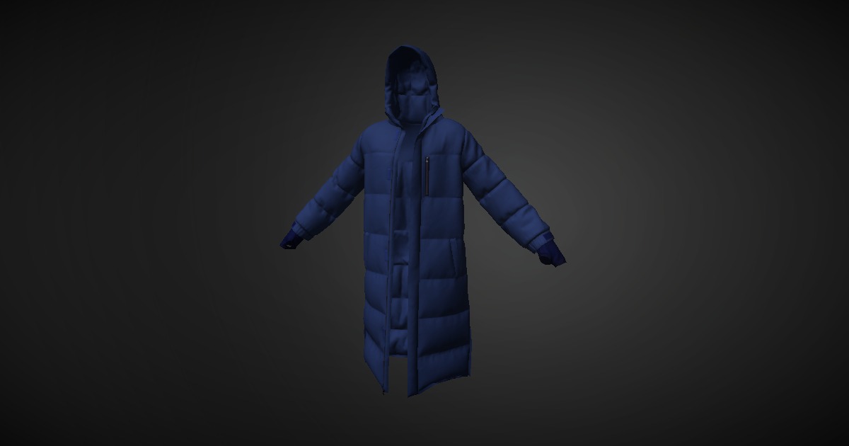 Long Padded Jacket | 3D Clothing | Unity Asset Store