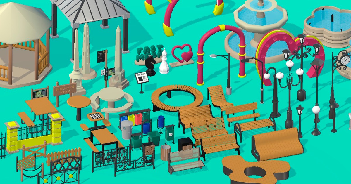 Low Poly Park Pack - Created with FastMesh Asset | 3D Urban | Unity ...