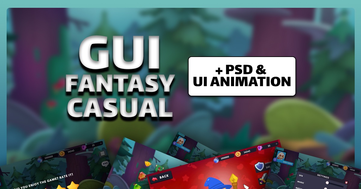 GUI Fantasy | Casual + [PSD] + UIAnimation | 2D GUI | Unity Asset Store
