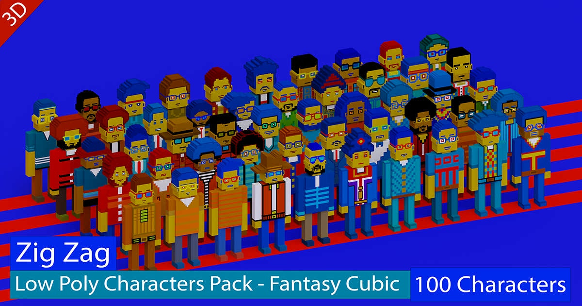 Low Poly Characters Pack - Fantasy Cubic | 3D Humanoids | Unity Asset Store