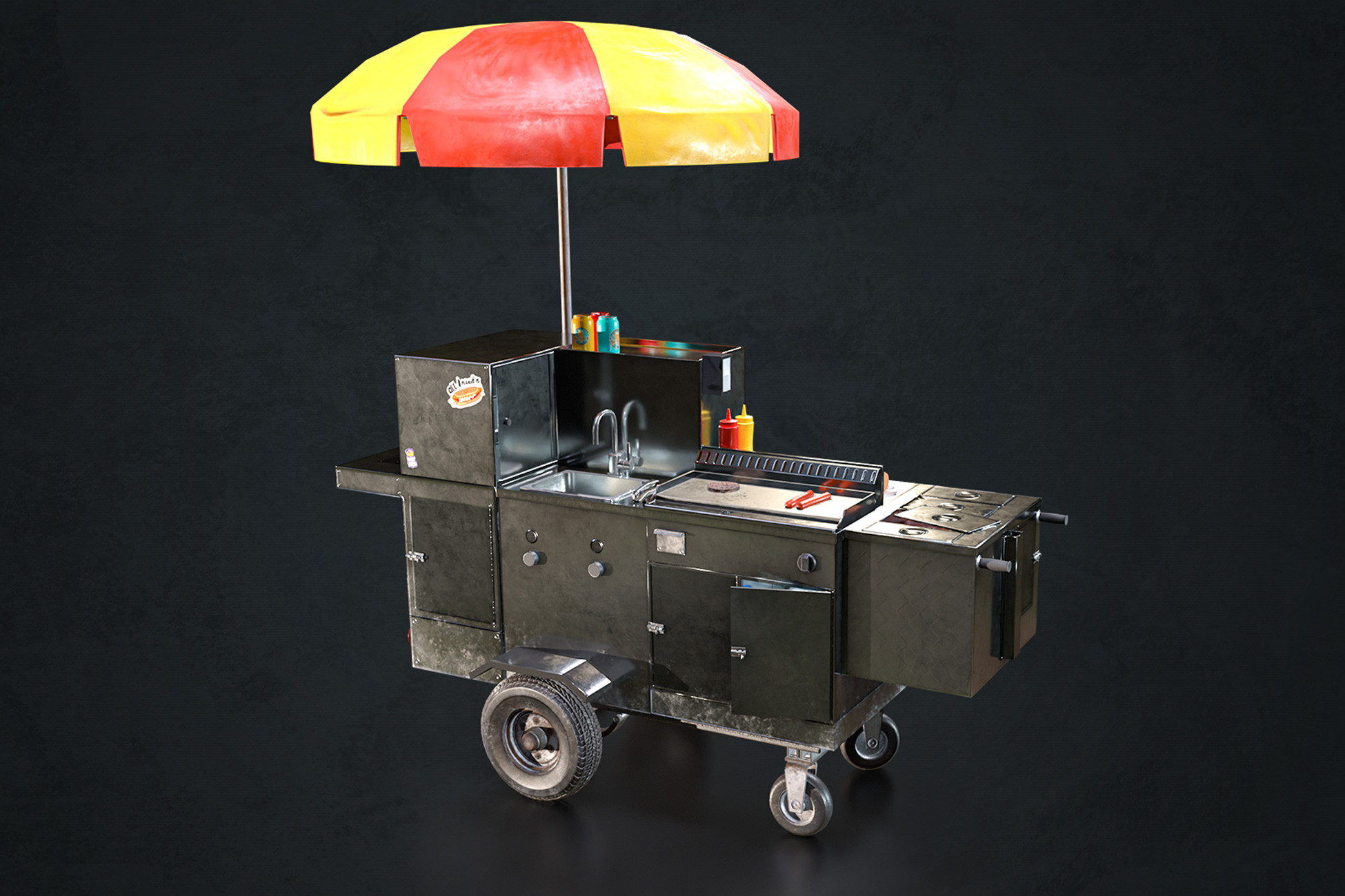 Hot Dog Cart 3D Model | 3D Props | Unity Asset Store