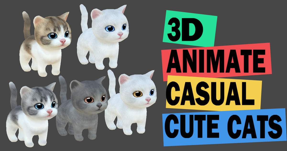 3D Animate Casual Cute Cats | 3D Animals | Unity Asset Store