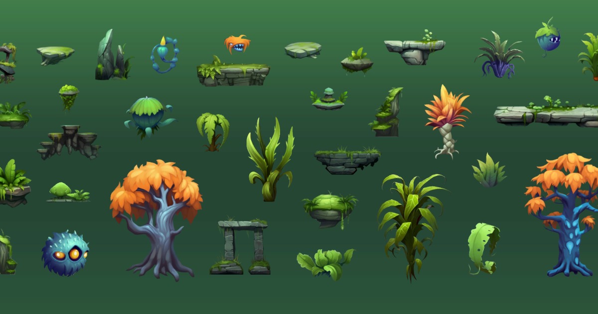 Animated 2D fantasy cartoon stylized forest platformer vol.3 | 2D ...