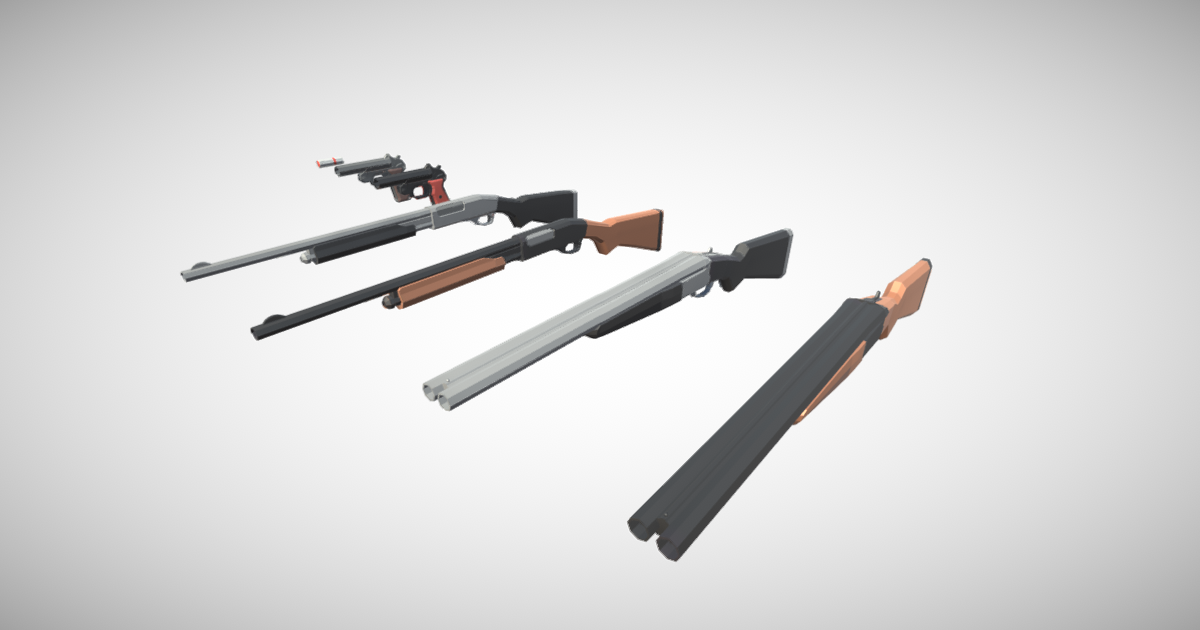 Low Poly Shotguns + Flare Gun Pack | 3D Guns | Unity Asset Store