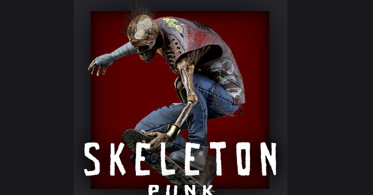 SKELETON PUNK SKATEBOARDER | 3D Humanoids | Unity Asset Store