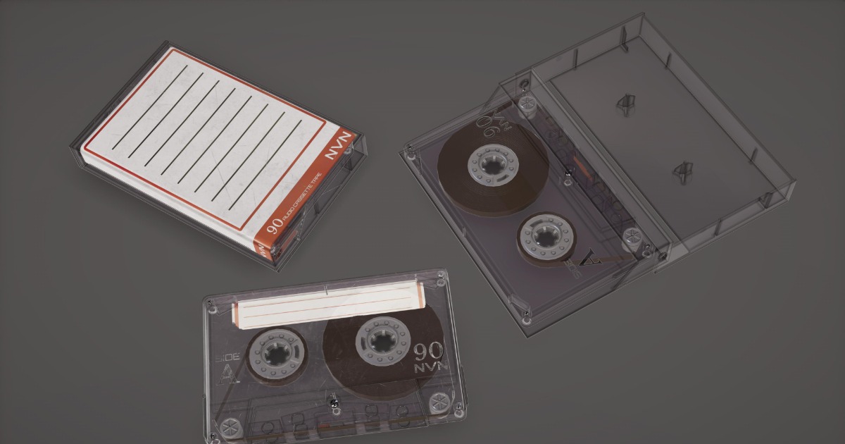 Cassette Tape and Case Gray | 3D Electronics | Unity Asset Store