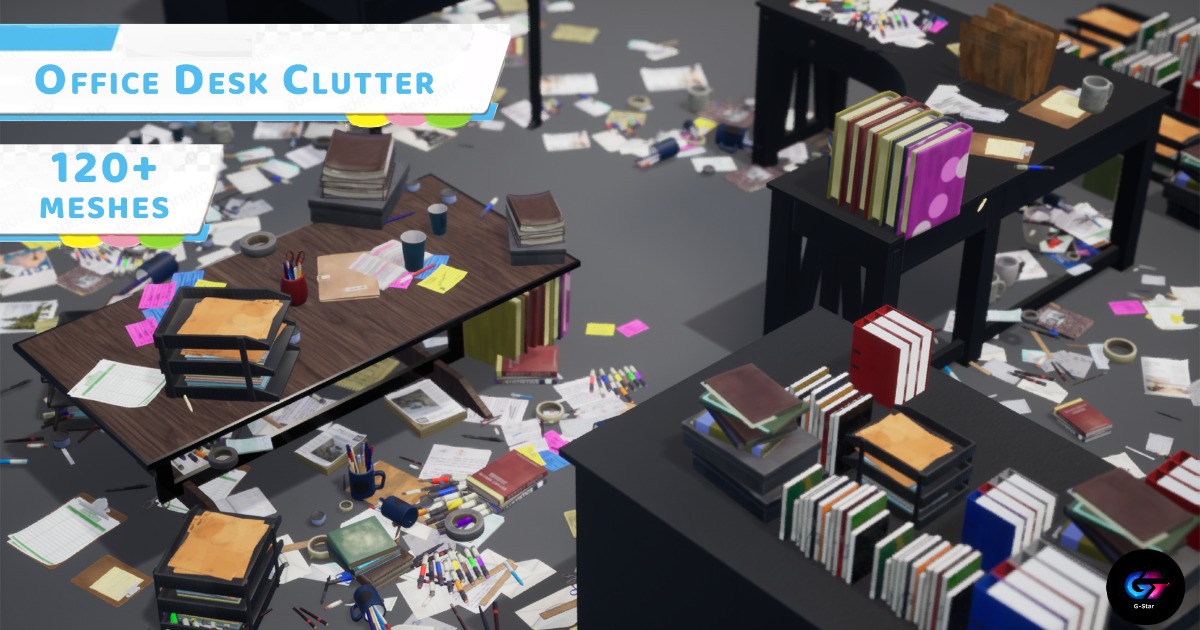 Office Desk Clutter Props | 3D Interior | Unity Asset Store