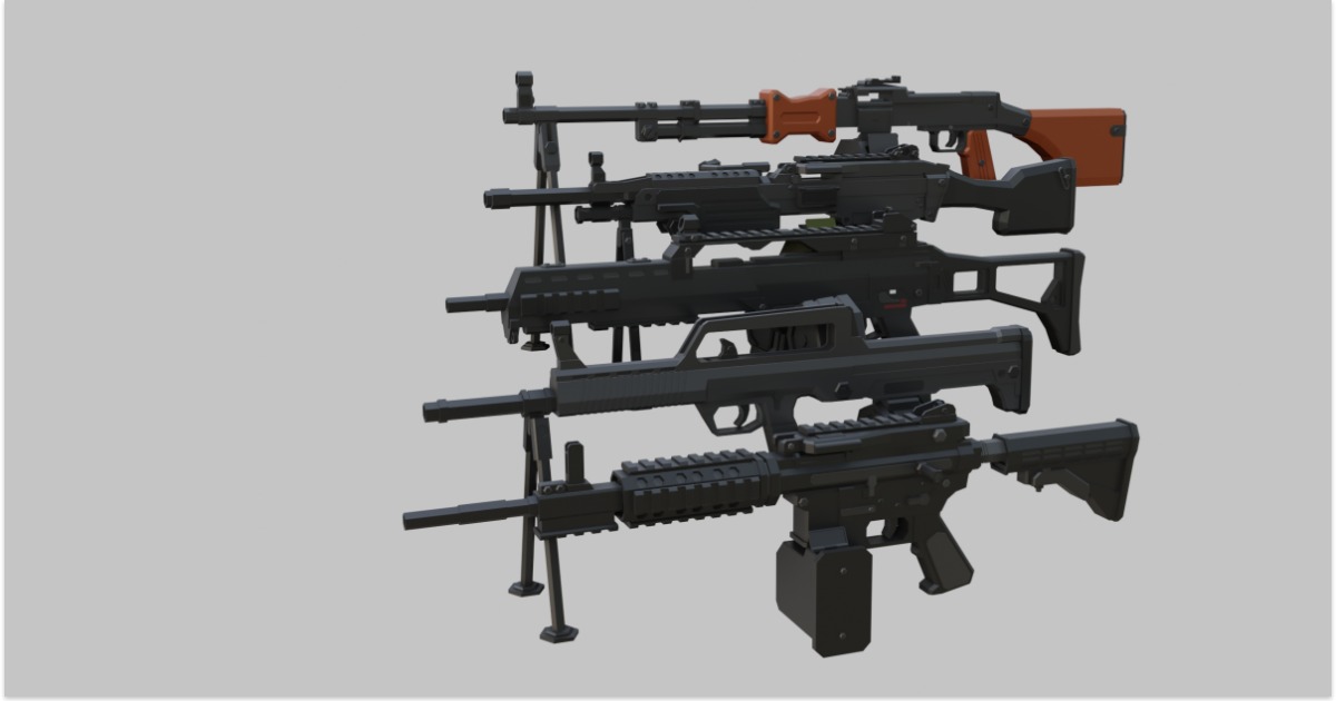 Low Poly LMG Weapon Pack 1 | 3D Guns | Unity Asset Store