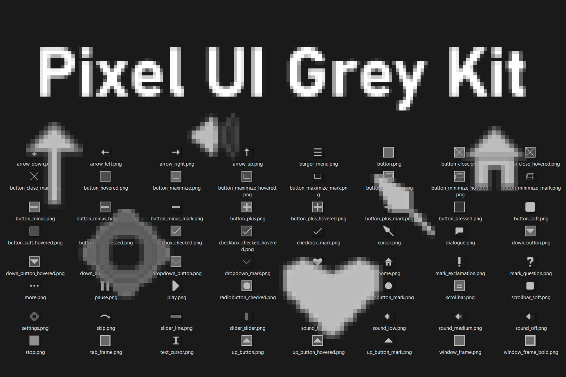 Pixel Ui Grey Kit Sprites 32x32px 2d Gui Unity Asset Store