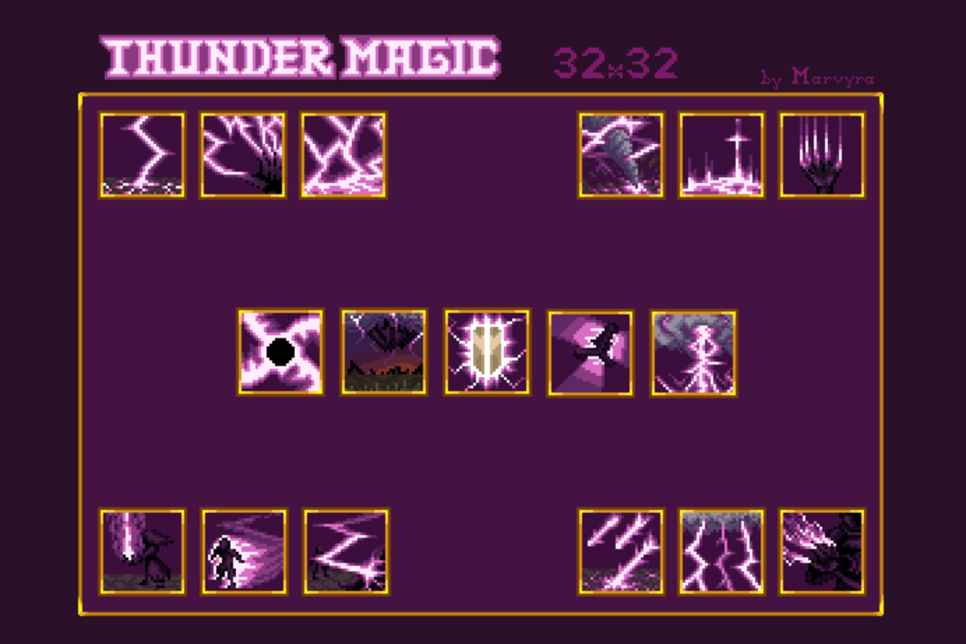 Unique Fantasy Thunder Magic Icons [32x32] | 2D Icons | Unity Asset Store