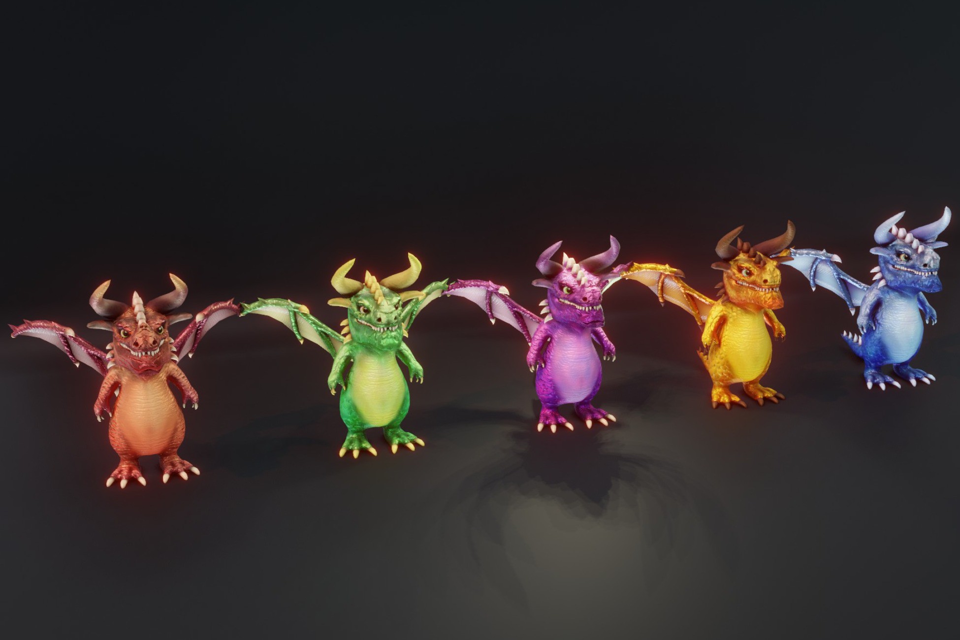 Cartoon Gem Dragons Animated Low-poly 3D Model | 3D Creatures | Unity ...
