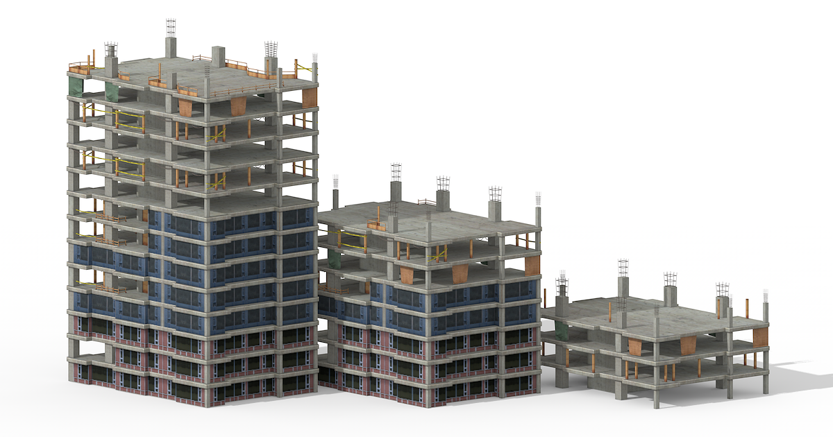 Construction Buildings (3 Variations) | 3D Urban | Unity Asset Store