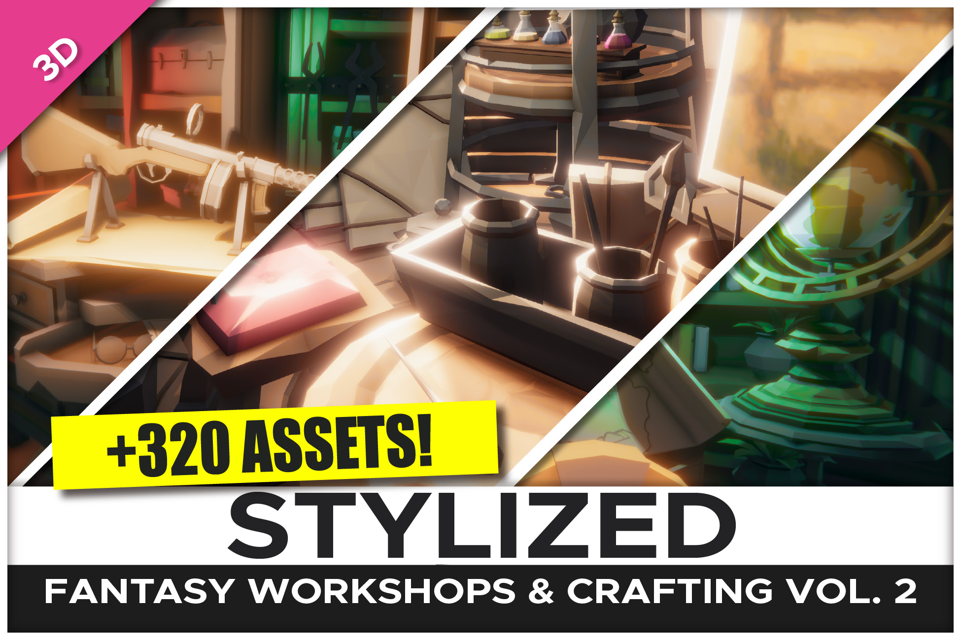 STYLIZED Fantasy Workshops & Crafting Vol. 2 - Low Poly 3D Art | 3D ...