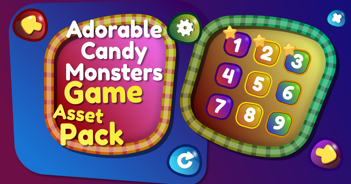 Adorable candy Monsters Game Asset pack | 2D Icons | Unity Asset Store