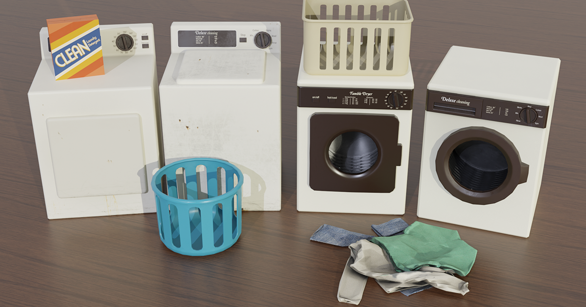 80s Laundry Pack | 3D Props | Unity Asset Store