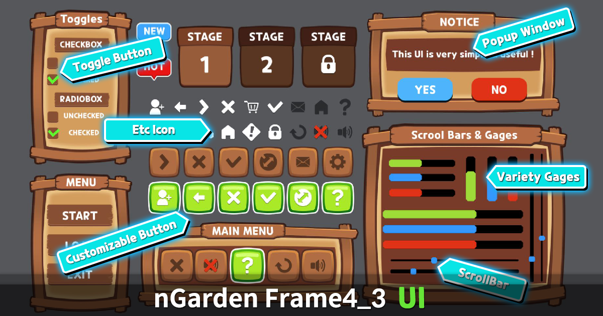 nGarden Frame 4-3 UI | 2D GUI | Unity Asset Store