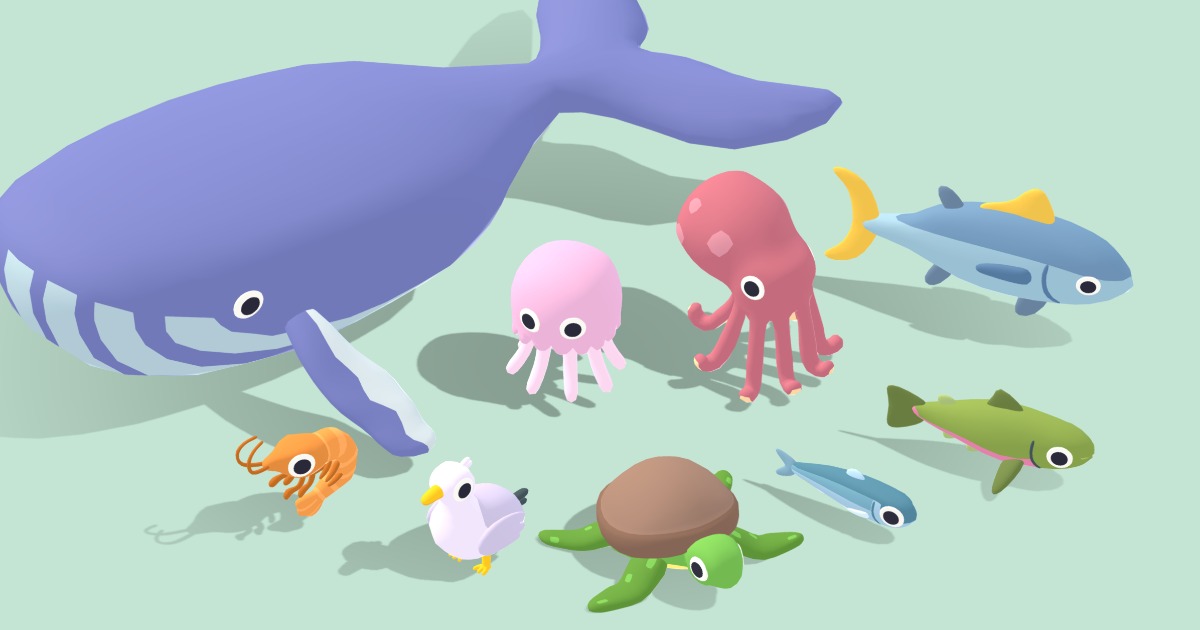 Quirky Series - Sea Animals Vol 2 | 3D Animals | Unity Asset Store