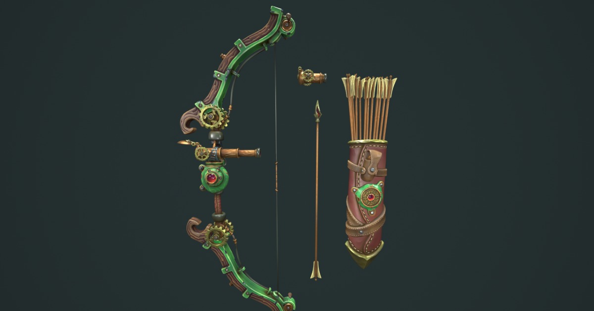 Steampunk bow quiver arrow | 3D Weapons | Unity Asset Store