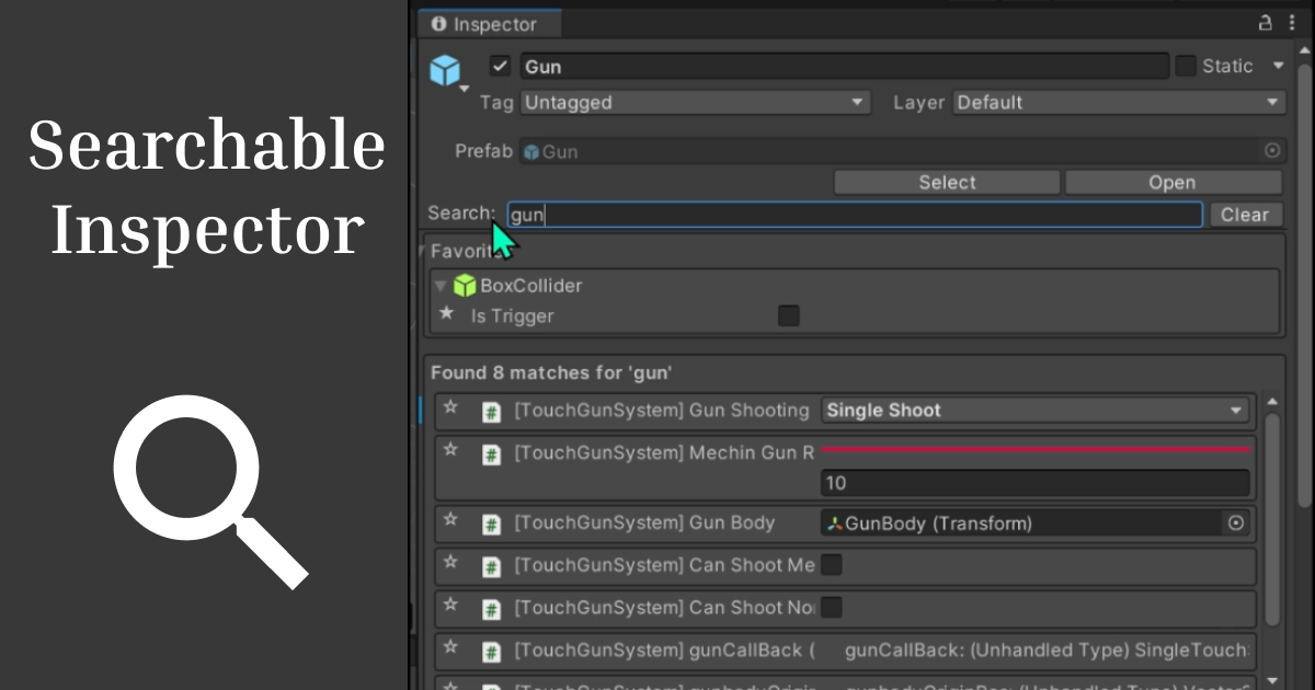 Searchable Inspector Utilities Tools Unity Asset Store