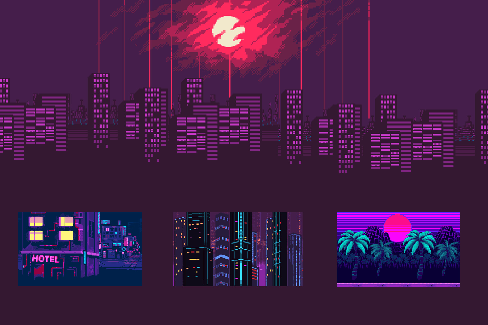 Warped Night Cities Backgrounds | 2D Environments | Unity Asset Store