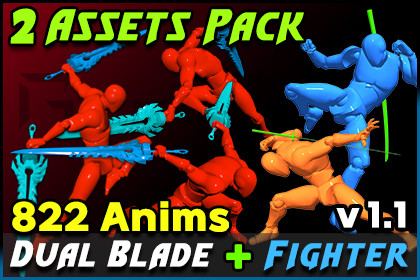 Dual Blade + Fighter 2Assets Pack | Unity AssetStore Price down information