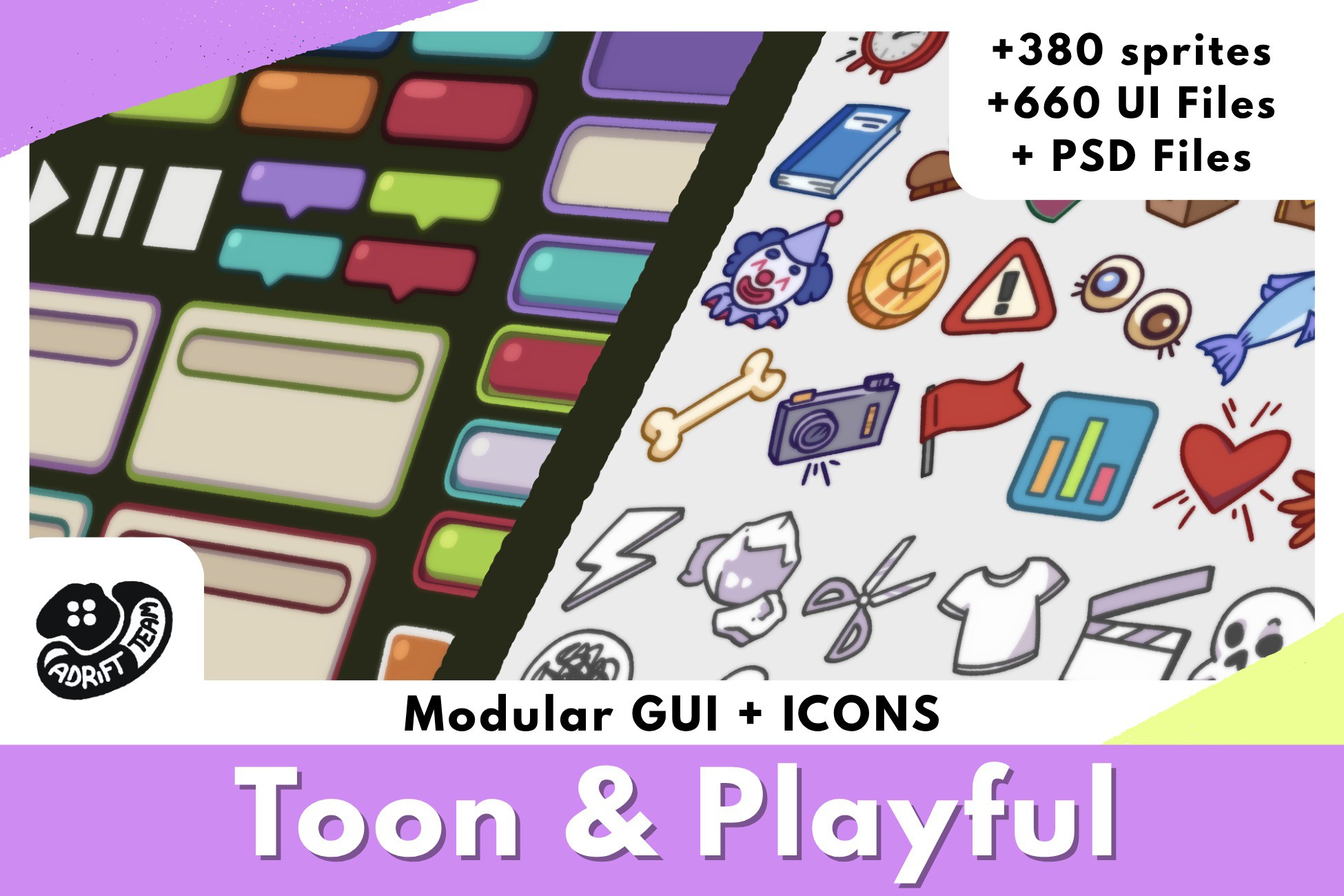 Toon & Playful GUI + Icons | 2D GUI | Unity Asset Store