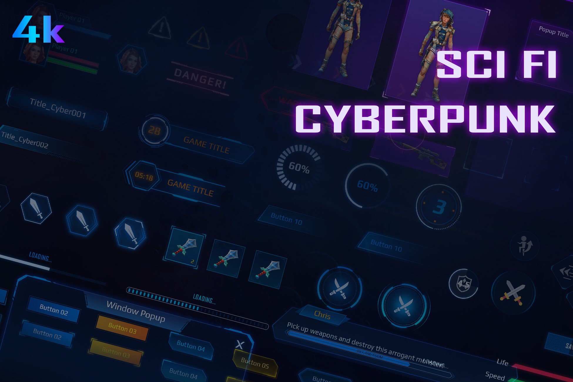 Sci Fi Cyber Ui Components 2d Gui Unity Asset Store