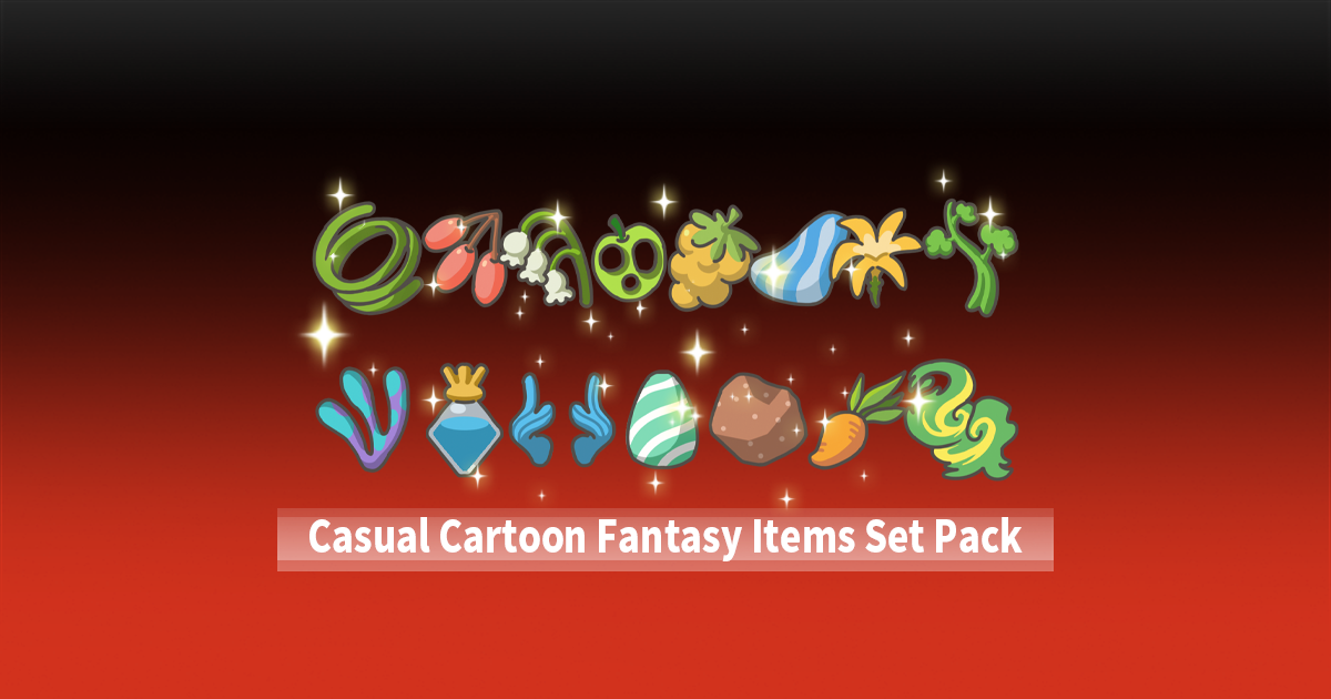 Casual Cartoon Fantasy Items Set Pack | 2D Icons | Unity Asset Store