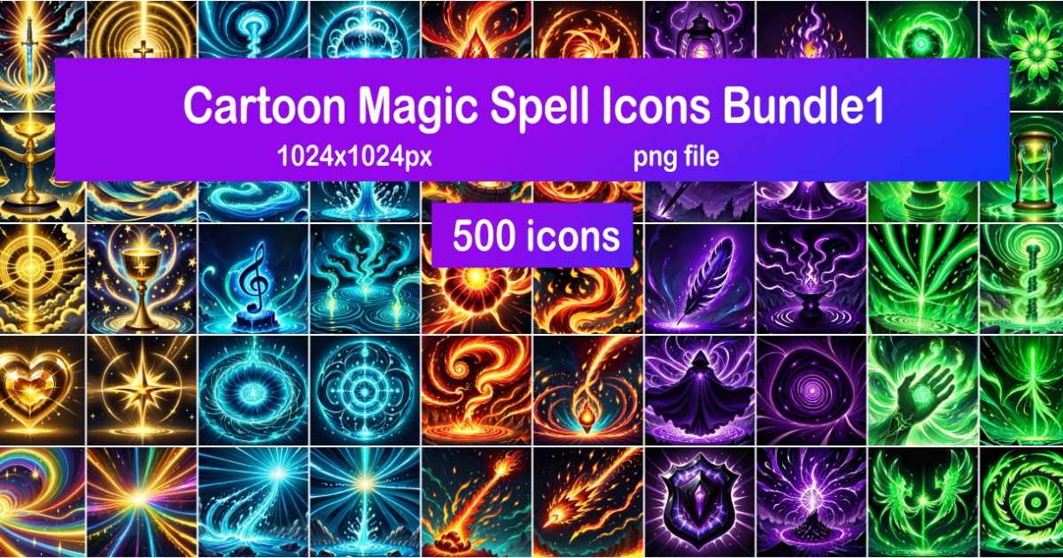 Cartoon Magic Spell Icons Bundle1 | 2D Icons | Unity Asset Store