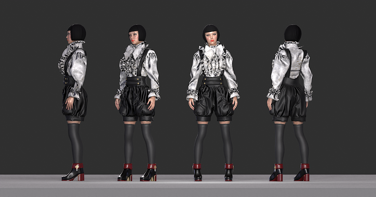 Girl asian in black shorts and a silver silk blouse | Characters ...